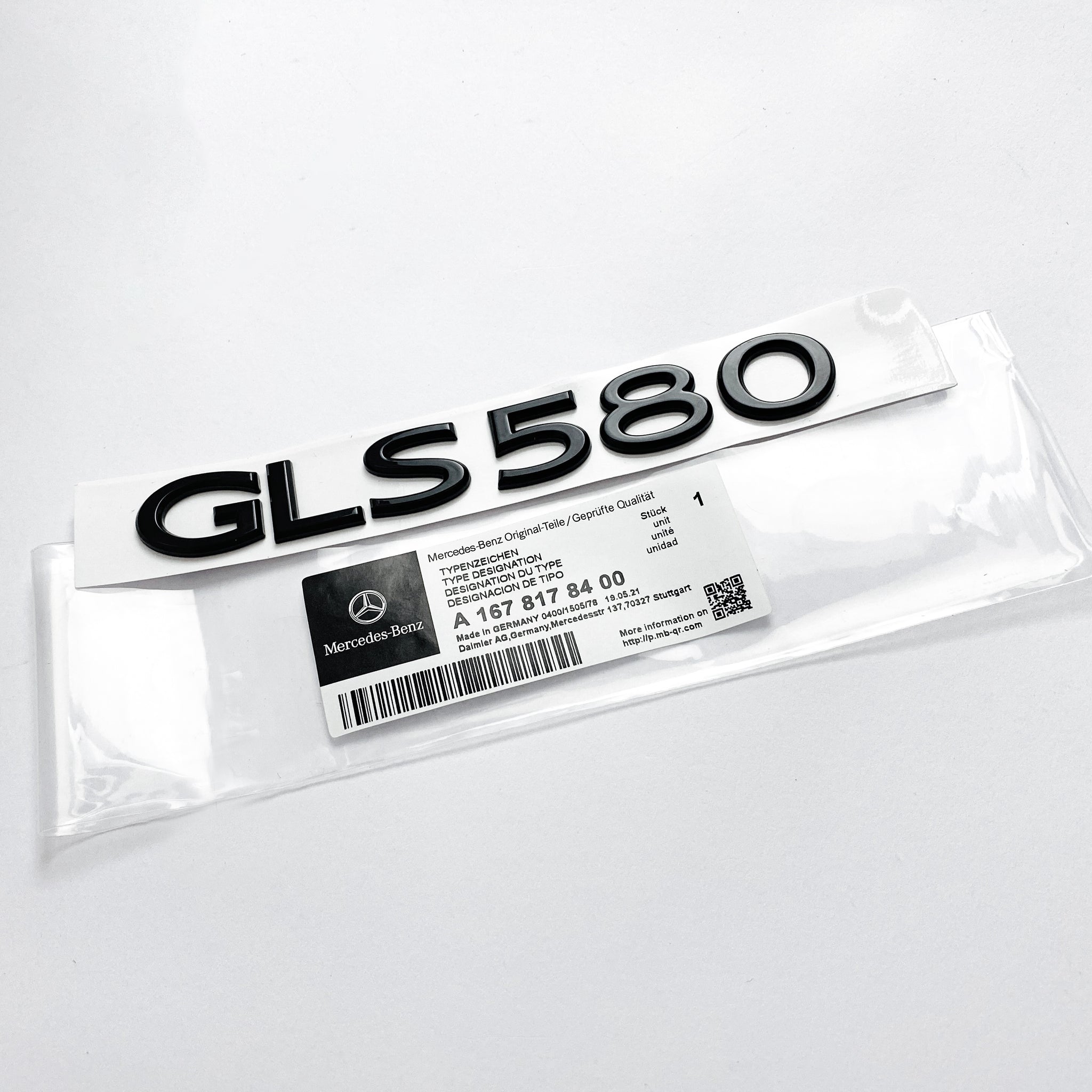 Mercedes Benz Gloss Black "GLS580" Rear Trunk Letter Emblem Badge A167