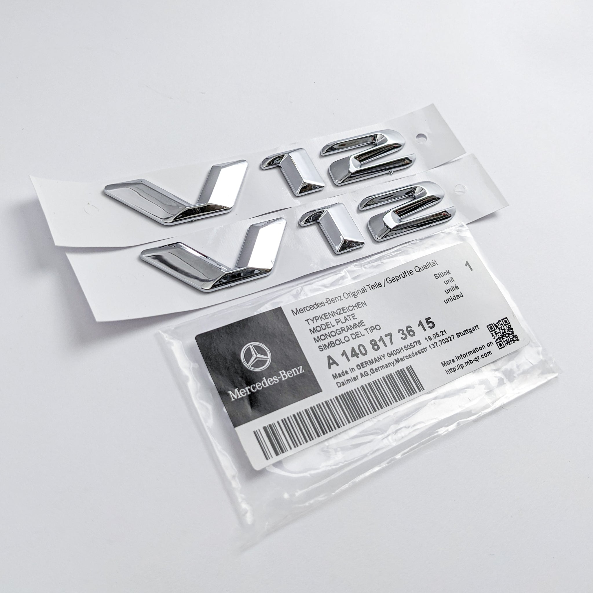 Mercedes Benz V12 AMG Emblem Fender Side Badge Chrome Nameplate A14081