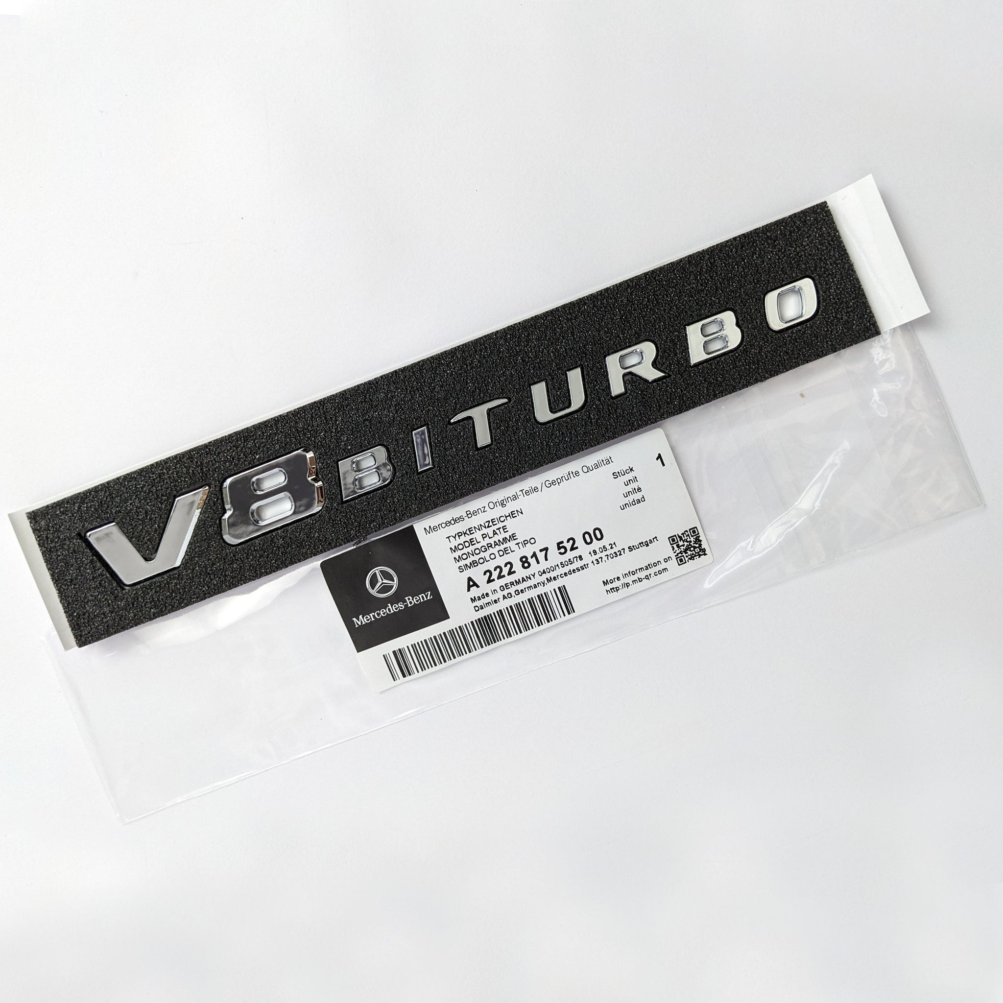 Mercedes Benz V8 BITURBO Chrome Silver Number Letters Emblem Badge Sti