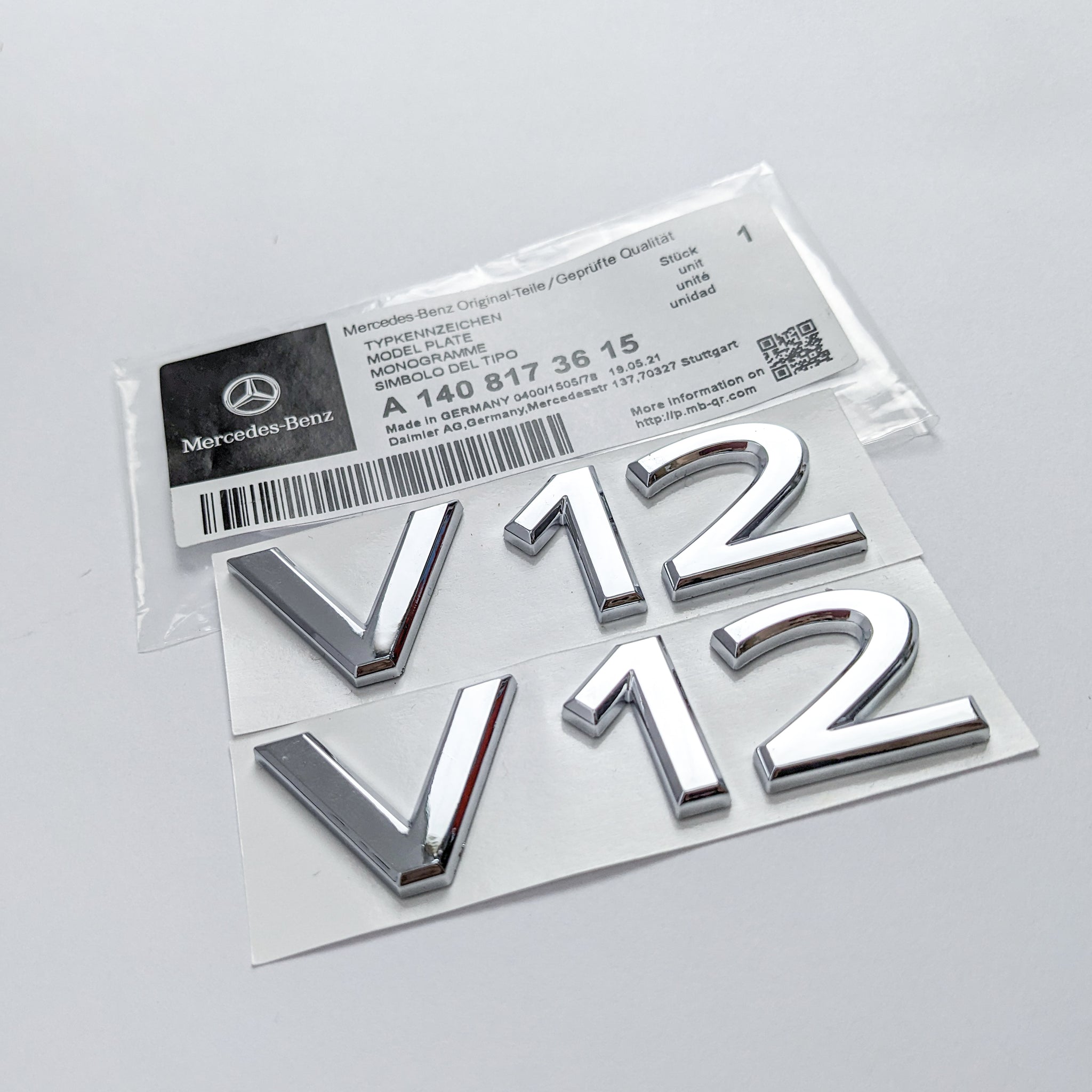 Mercedes Benz V12 AMG Emblem Fender Side Badge Chrome Nameplate NEW A1