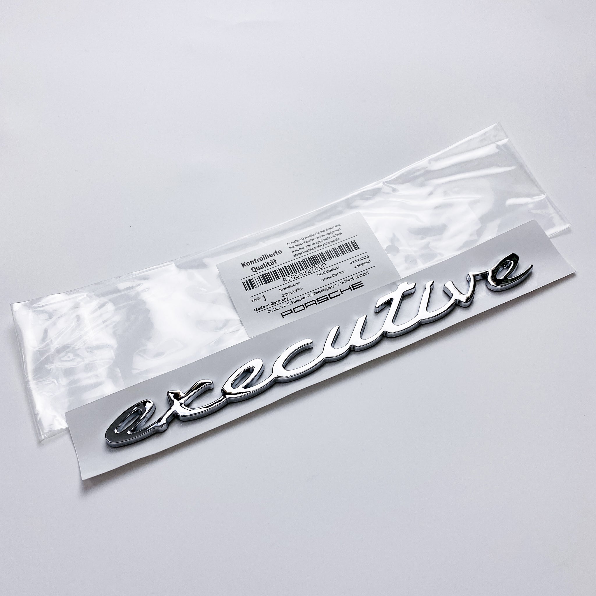 Porsche "Executive" Side Fender Emblem Decal Badge Chrome Silver 97055