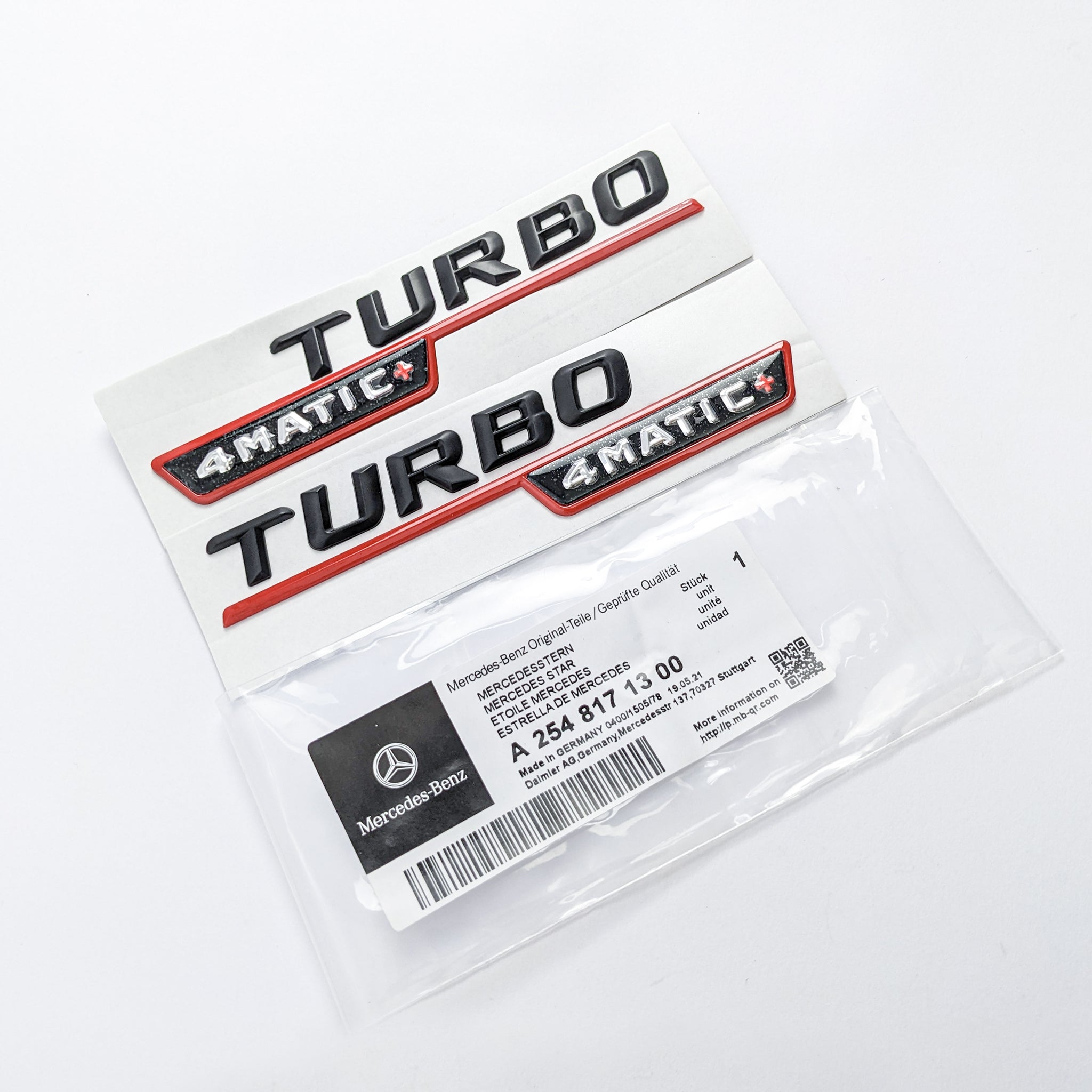 Mercedes Benz Gloss Black Red TURBO 4MATIC+PLUS Letters Emblem Badges